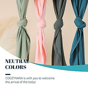 COOZYNANA Baby Newborn Knotted Gown, Ultra Soft Baby Knotted Sleeper Gown and Hat Set, Unisex Infant Sleep Onesie, Baby Boy Girl Coming Home Outfit, 0-3 Months, Blue Green