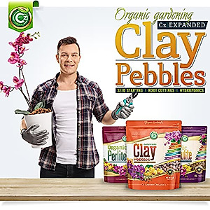 Organic Expanded Clay Pebbles LECA Grow Media for Plants, Orchids, DWC Hydroponics, Aquaponics, Aquaculture Garden Soil Additive Conditioner Amendment Ceramsite Aggregate Cz Garden