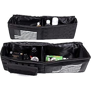 LLKUANG Trunk Organizer Tray Fit for Toyot@ FJ Cruiser 2007-2021 Oxford Cloth Multifunction Storage Box Rear Storage Organizer Multi-Compartment,1PCS (Black+American Flag, Left and Right)