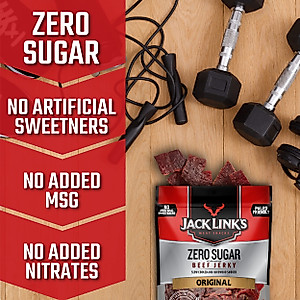 Jack Link's Beef Jerky, Zero Sugar, Paleo Friendly Snack with No Artificial Sweeteners, 13g of Protein and 70 Calories Per Serving, No Sugar Everyday Snack, 7.3 oz (Pack of 2)