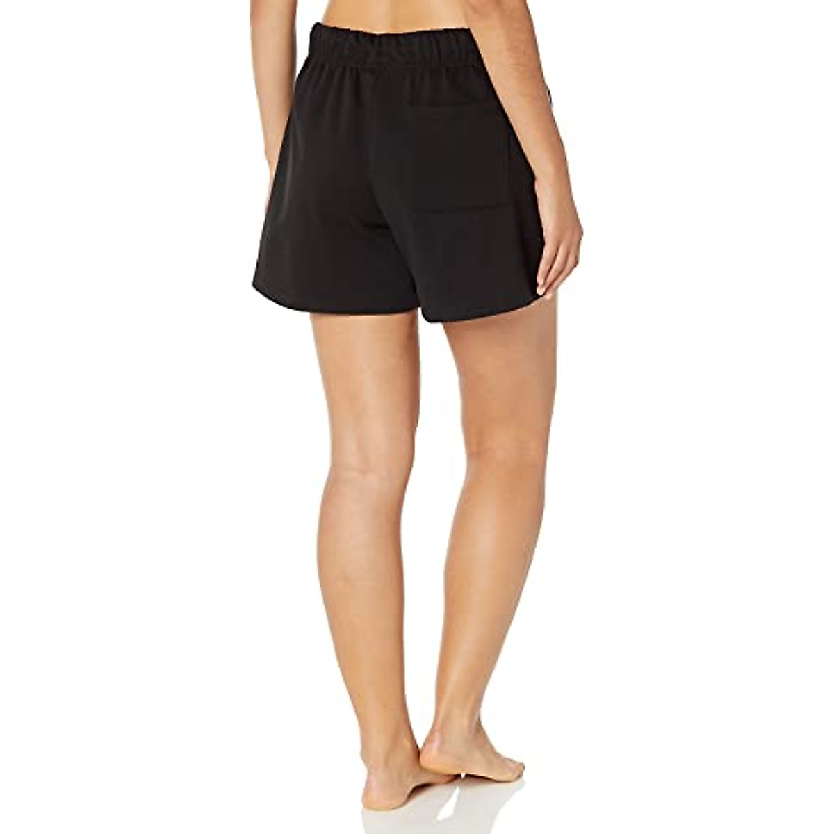 Sage Collective Women's Tummy Control Fleece Yoga Athletic Stretchy Pocket Elastic Drawstring Exercise Short, Black, X-Large