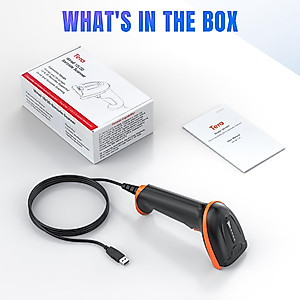 Tera Upgraded USB 2D QR Barcode Scanner Wired, Officially Certified Dustproof Shockproof Waterproof IP65 Ergonomic Handle Fast and Precise Scan for Windows Linux Plug and Play Model D5100Y