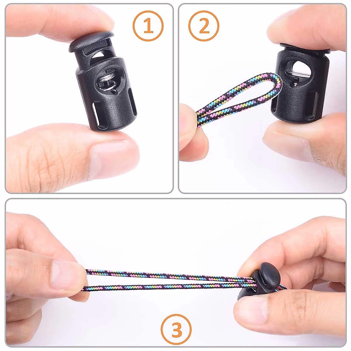 10 PCS Plastic Spring Cord Locks for Drawstring, Paracord Toggle Stopper Clasp Elastic Shoeslace Lock Sweatpants Hoodie String Clips Bungee Swim Goggles Gloves String Lock Replacement