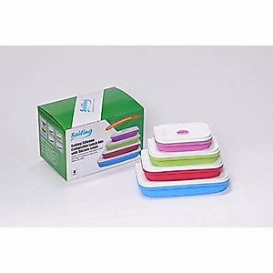 Sailing Premium Collapsible Silicone Lunch Box/Container, Super Convenient Stackable Food Storage Containers, Material Safe (Set of 4 with Silicone Cover, Multi Color)