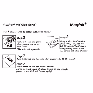 Magfok Iron on Transfer 2 Inch White Flock Letters, 6 Sheets (Black or White Optional)