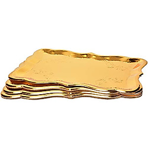 10 Gold Rectangle Trays for Dessert Table Serving Parties 9" x 13" Heavy Duty Disposable Paper Cardboard in Elegant Shape for Platters, Cupcake, Birthday Parties, Dessert, Weddings and More Food Safe