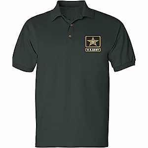 ALLNTRENDS Men's Polo T Shirt US Army Embroidered Military USA Army (L, Forest Green)