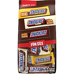 SNICKERS Original, Peanut Butter & Almond Fun Size Milk Chocolate Candy Bars Variety Assortment, Party Size, 24.02 Oz Bulk Bag