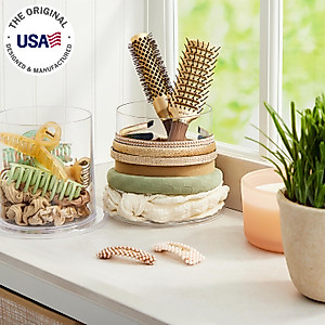 STORi Bella 2-Pack Headband and Scrunchie Holder | Clear Plastic Organizer Display Stand | Holds Hair Ties, Accessories, and Jewelry | Made in USA