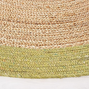 SAFAVIEH Braided Collection 4' x 6' Oval Green / Natural BRD910Y Handmade Country Cottage Reversible Jute Area Rug