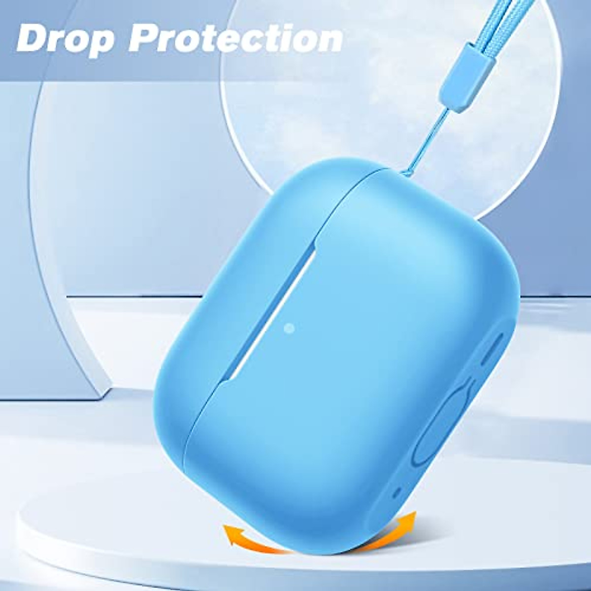 Fintie Case for AirPods Pro 2nd Generation (2022) / AirPods Pro 1st Generation (2019) - Protective Shockproof Silicone Skin Cover with Lanyard, Blue Glow in The Dark