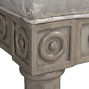 Jennifer Taylor Home Troy Upholstered Vanity Accent Stool, Silvery Check