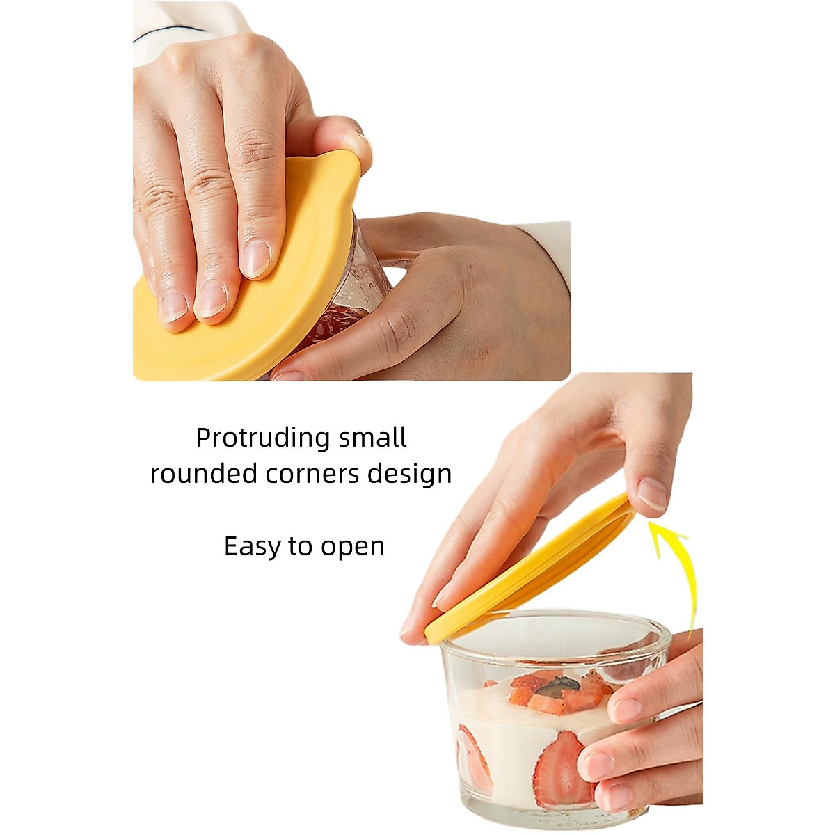 yaocoral 4 Pack 9 OZ Small Round Glass Containers with Lids,Clear Food Jars Airtight Glass Food Container for Food Portion,Overnight Oats,Pickles,Dipping Sauce,Snack,Yogurt,Meal Prep Containers