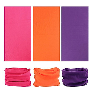 VANCROWN Neck Gaiter Headband Headwear Head Wrap Face Mask Magic Scarf Bandana for Men and Women (12PCS.Solid Color.4)