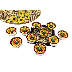 NAVA CHIANGMAI Flower Tealight Candles Scented Tea Lights Aromatherapy Relax Candles for Birthday Party Supplies and Wedding Favor Baby Shower Decorations Pack of 10 Pcs. (Sunflower)