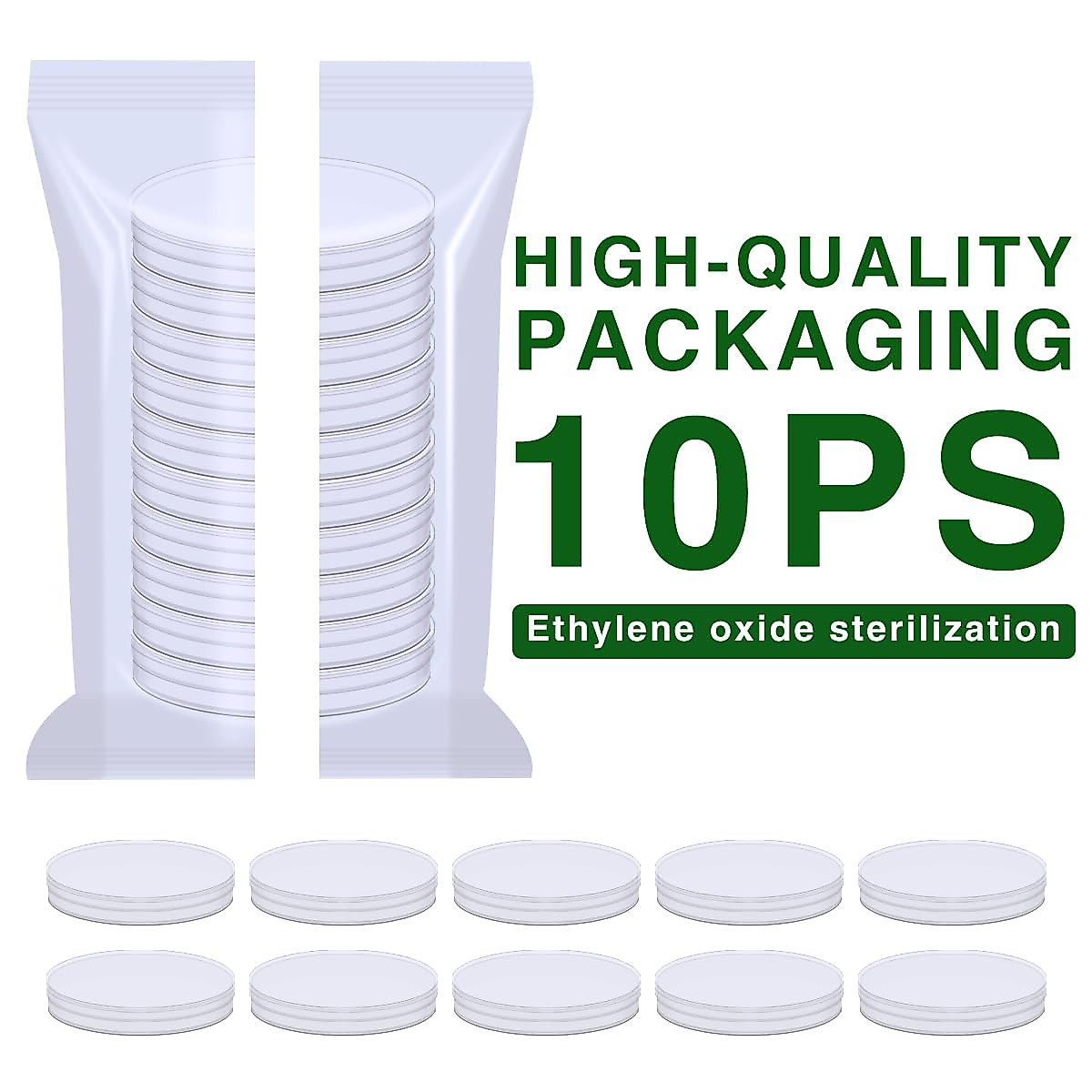 BIPEE Polystyrene Petri Dish 90 x15mm, Sterile, Pack of 10