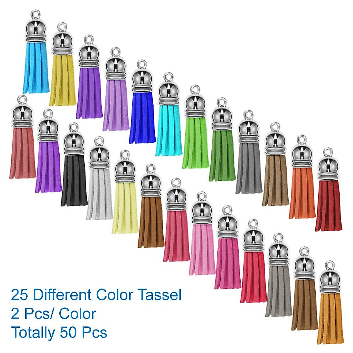 selizo 100Pcs Key Chain Ring with Chain and Tassel Pendants Bulk for Keychain Crafts Jewelry Making