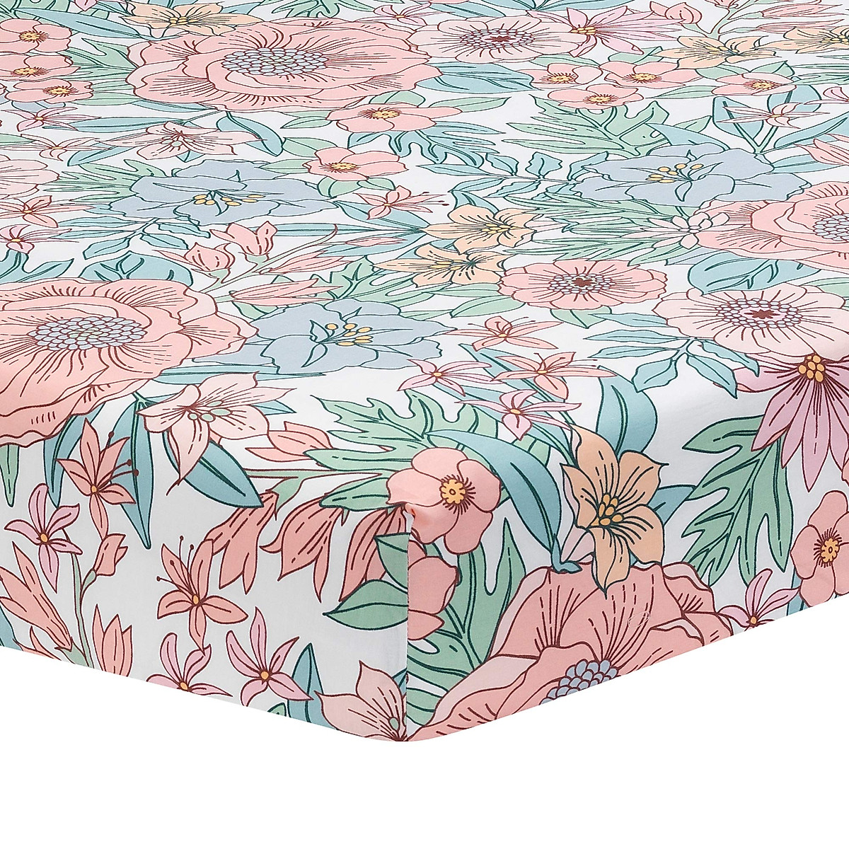 Lambs & Ivy Giraffe and a Half 100% Cotton Floral Fitted Crib Sheet