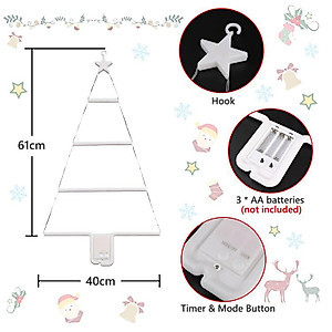 LYHOPE Christmas Decorations Lights, LED Christmas Ladder Light 2ft, 8 Modes & Timer Battery Christmas Lights, Xmas LED Ladder Tree Light for Window Wall Home Garden Outdoor Indoor Decor (Multicolor)