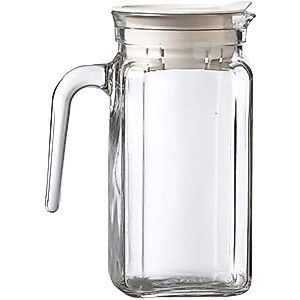 Amici Home Italian Igloo Quadra Glass Pitcher with Lid and Spout | Set of 2 | 17-Ounce | Clear Glass Water Pitcher for Refrigerator | Carafe for Iced Tea, Juice, Milk, Cold Brew and Mimosa Bar