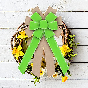 Green Wired Edge Ribbons 2.5" 10 Yards, Spring Solid Wired Edge Decoration Wired Ribbon Fabric Craft Ribbon Burlap Wrapping Ribbon for Holiday Party Wrapping DIY Craft Wedding Decoration Wreaths Bow