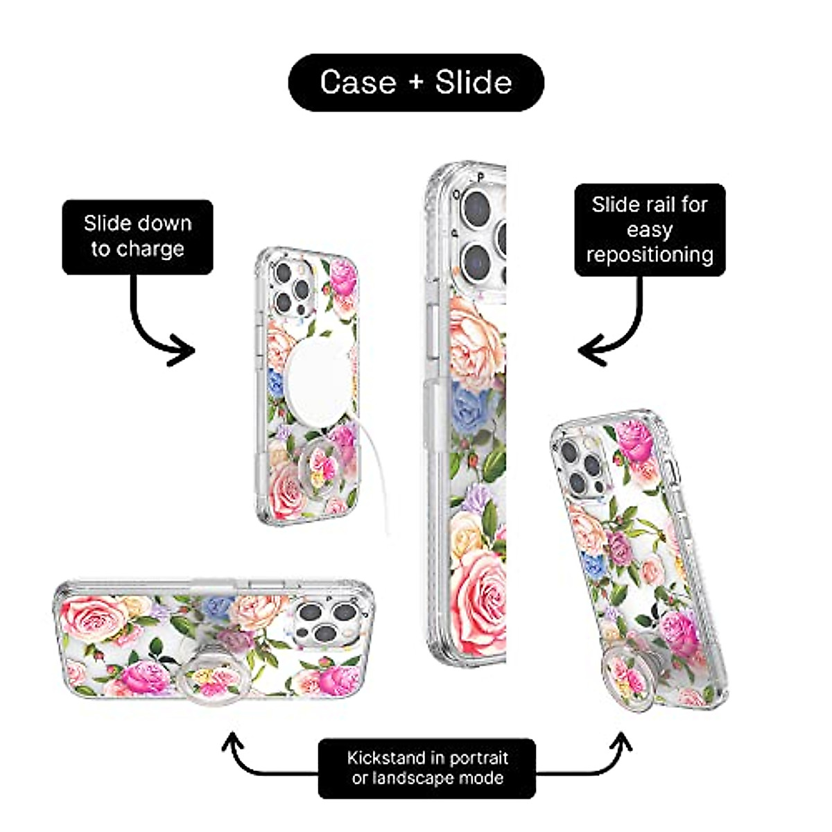 PopSockets: iPhone 12 Pro Max Case with Phone Grip and Slide, Phone Case for iPhone 12 Pro Max - Vintage Floral