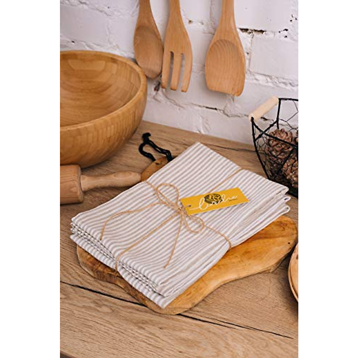 LINICHE Linen Kitchen Towels | 30x20 Inches | Pack of 2 | Lint-Free Dish Cloth | Lightweight Fabric | Flax Tea Towel, Napkin | Table Setting Accessories | Wedding Gift