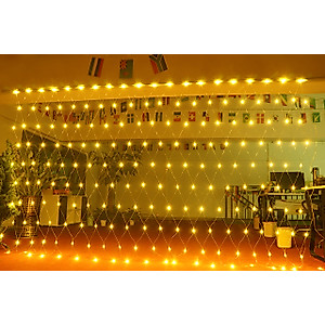 Christmas Decorations String Lights Outdoor, Net Mesh Lighting 200 Led Bulbs Waterproof, for Indoor, Curtain, Tree, Halloween, Bush, Party, Wedding, Fairy, Wall (9.8'x6.6', Plug in, Warm White)