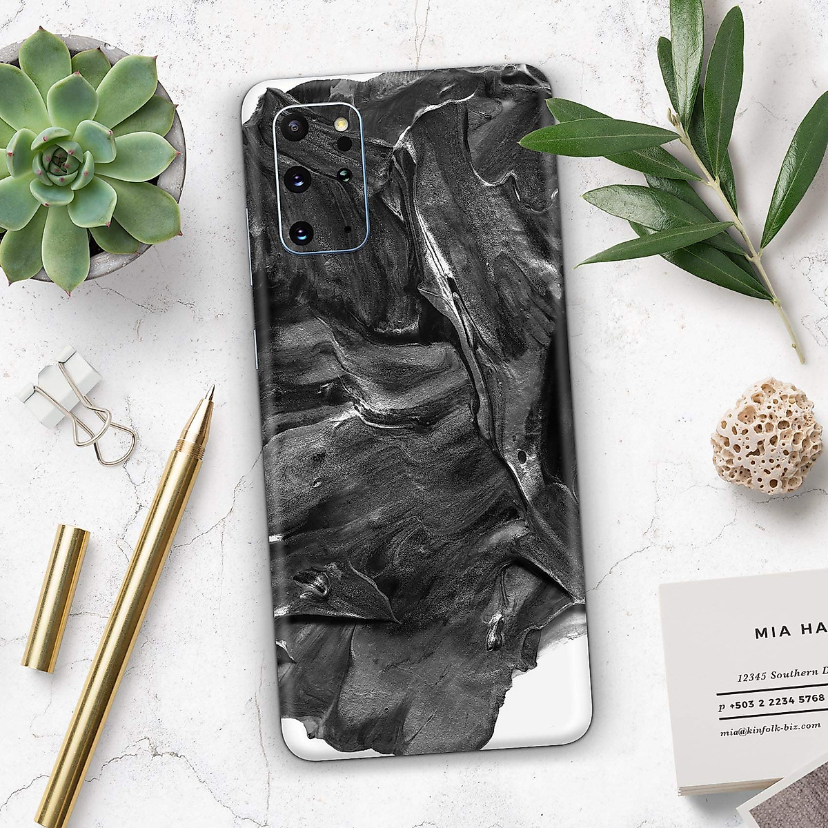 DesignSkinz Liquid Abstract Paint V55 Protective Vinyl Decal Wrap Skin Cover Compatible with The Samsung Galaxy S20 (Screen Trim & Back Glass Skin)