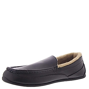 Deer Stags Men's Spun Slipper, Black Faux Leather, US Men's 16 Med
