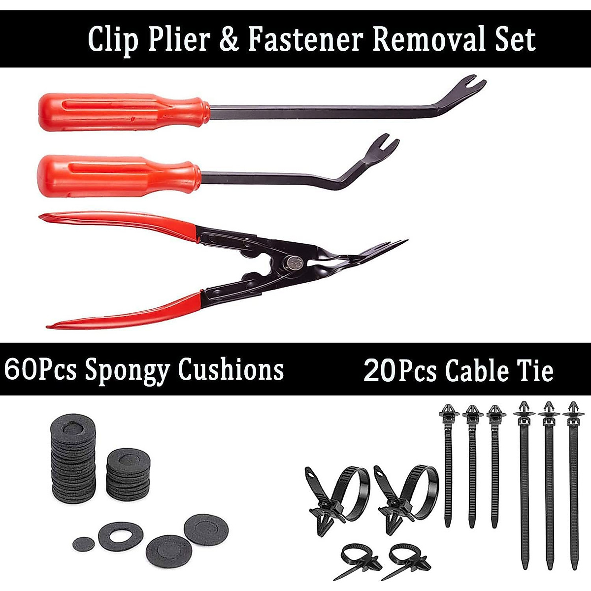 Uolor 268 Pcs Trim Removal Tool Kit, Car Pry Tool Kit Door Panel/Radio/Stereo/Terminal Removal Tool Set, Auto Clip Pliers Fastener Remover Panel Removal Tool Kit, Pry Tool Set with Storage Bag