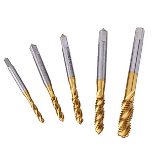 5 Pcs Plated Drill bit Set, M3-M8, Tap Bit Screw Kit for Drilling Metal, Tile, Concrete, Brick, Glass, Plastic and Wood