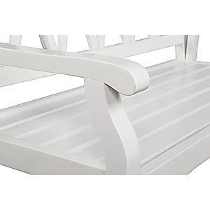 Pebble Lane Living All Weather Outdoor Exclusive Elegant Hardwood 2 Seater Park Bench with Arms and Back, 48" L x 24" W x 35.5" H, White