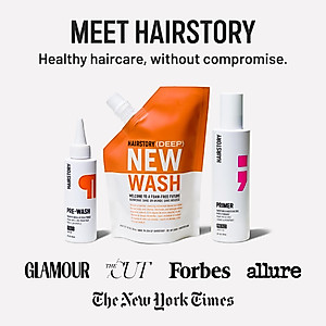 Hairstory New Wash Deep with Scalp Brush, Clarifying Cleansing Cream for Oily & Fine Hair, Shampoo & Conditioner Alternative, Removes Buildup & Restores Scalp, 8oz