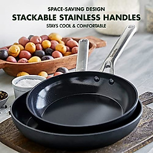 GreenPan Omega Hard Anodized Advanced Healthy Ceramic Nonstick, 11 Piece Cookware Pots and Pans Set with Glass Lids, Anti-Warping Induction Base, Dishwasher Safe, Oven & Broiler Safe, Black