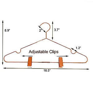 Koobay 16.5” Shiny Metal Wire Clips Clothes Hangers, 10PACK , Rose Gold Coat Suit Pants Clothes Garment Hangers for Closet Hangers