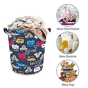 Cars Oxford Cloth Laundry Basket with Handles Storage Basket for Toy Organizer Kids Room Nursery Hamper Bathroom
