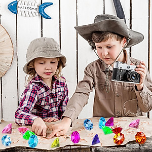 jollylife 36PCS Acrylic Diamond Gems Jewels Pirate Treasure Chest Hunt Party Favors 25 Carat