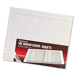 Rexel Twinlock Variform Multi-Ring Binder V8 Cash Refill Sheets 10 Columns, White (Pack of 75)