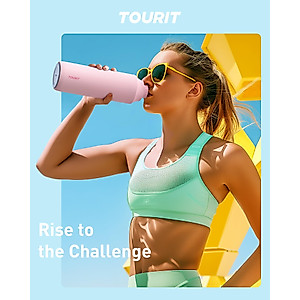 TOURIT 20 oz Insulated Water Bottle, Stainless Steel Water Bottles With Ice Strainer, Double-Wall Thermos Water Bottle, BPA Free Leakproof Thermos Bottle for Sports and Travel, Violet Mist