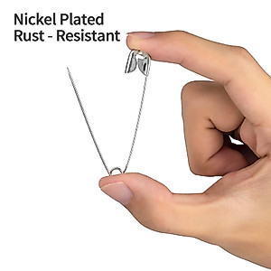 A+DAY Large Safety Pins 2.2 Inch (56mm), Size 4, 80-Count, Nickel Finish