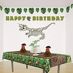 Beistle Plastic Rectangular Dinosaur Table Covers 2 Piece Birthday Tableware Party Supplies, Multicolored 54" x 108"