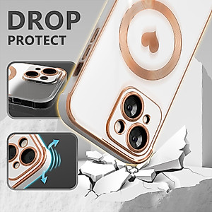 Rxuiael Magnetic Case for iPhone 13 Case for Women Girls Female [Compatible with MagSafe] Soft Luxury Love iPhone 13 Phone Case [ Four Raised Bumper Shockproof] 13 Cove White