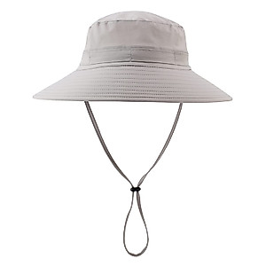 Home Prefer Men's Sun Hat UPF50+ Light Weight Bucket Hat Wide Brim Fishing Hat Light Grey