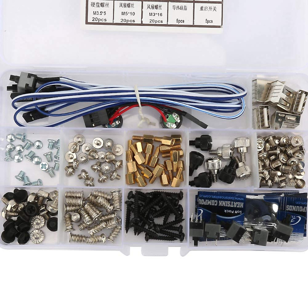 PC Computer Screws Assortment Kit, 189Pcs Motherboard Hard Disk Screws, PC Assortment Kit Computer Repairing Accessories, Durable for Hard Drive Computer Case Motherboard Fan Power