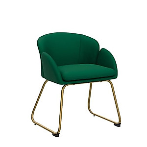 Yaheetech Velvet Dining Chair, Flower Shaped Armchair with Golden Legs, Upholstered Side Chair for Kitchen Dining Room Living Room, Set of 2, Green
