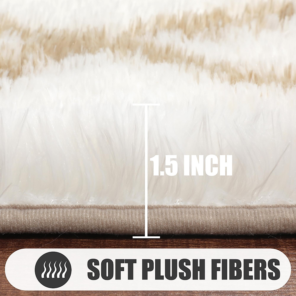 ONASAR Geometric Boho Area Rug for Living Room Bedroom, 4x6 White and Beige Rug, Shaggy Fluffy Area Rugs for Classroom, Dorm, Office, Playroom, Kids Room Decor, Nursery Rug Neutral, Soft Carpet