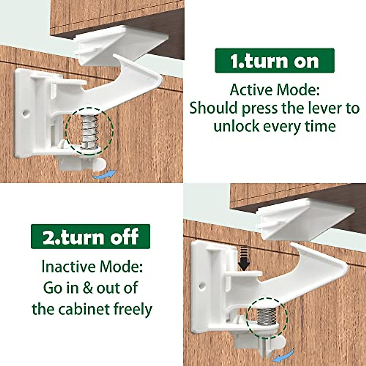 12 Pack Cabinet Locks Child Safety Latches - Vmaisi Baby Proofing Cabinets Drawer Lock with Adhesive Easy Installation - No Drilling or Extra Screws (White)
