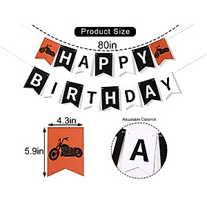 Motorcycle Birthday Banner - Harley Inspired Birthday Banner, Harley Party Decor, Motorcycle Party Decor