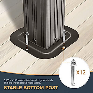 HAPPATIO 12' x 16' Hardtop Gazebo, Galvanized Steel Patio Double Roof Aluminum Gazebo with Curtains and Netting, Metal Permanent Pavilion Outdoor Gazebos for Patios, Gardens (Brown)